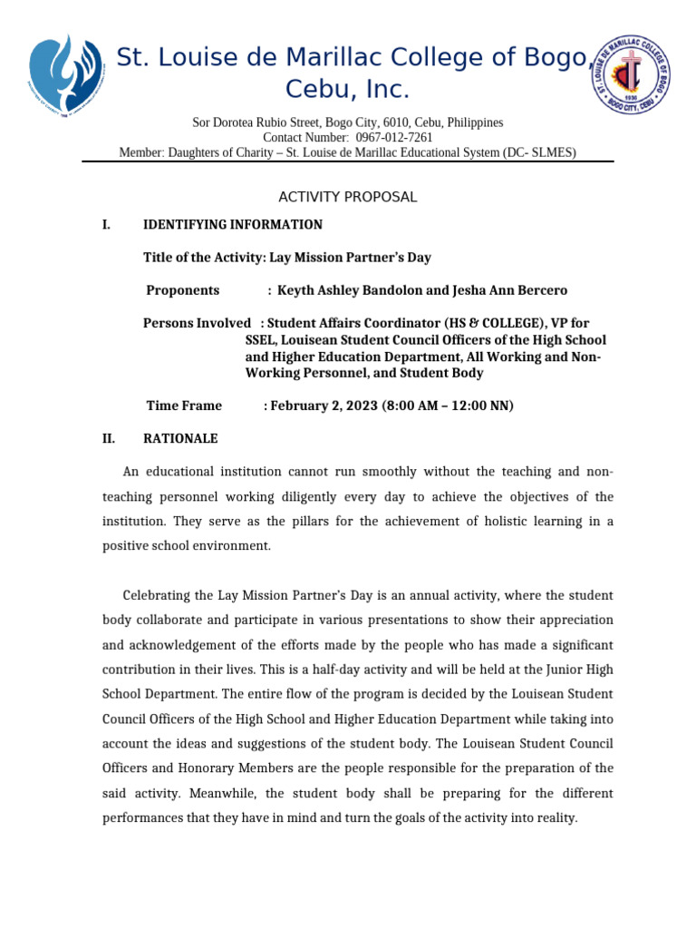 Activity Proposal Lamps Day | PDF | Cebu | Learning