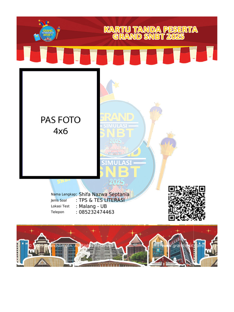 Kartu Tanda Peserta Grand 2025 - 1735804459-10355 | PDF