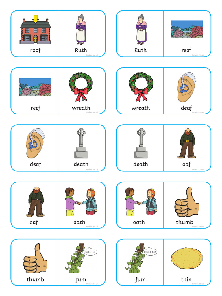 T S 3611 Voiceless TH and F Minimal Pair Dominoes Ver 5 | PDF