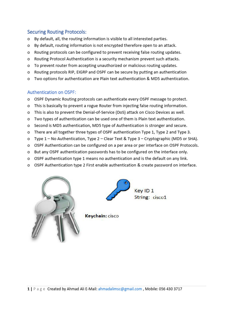 Securing Routing Protocols:: Authentication On OSPF | PDF