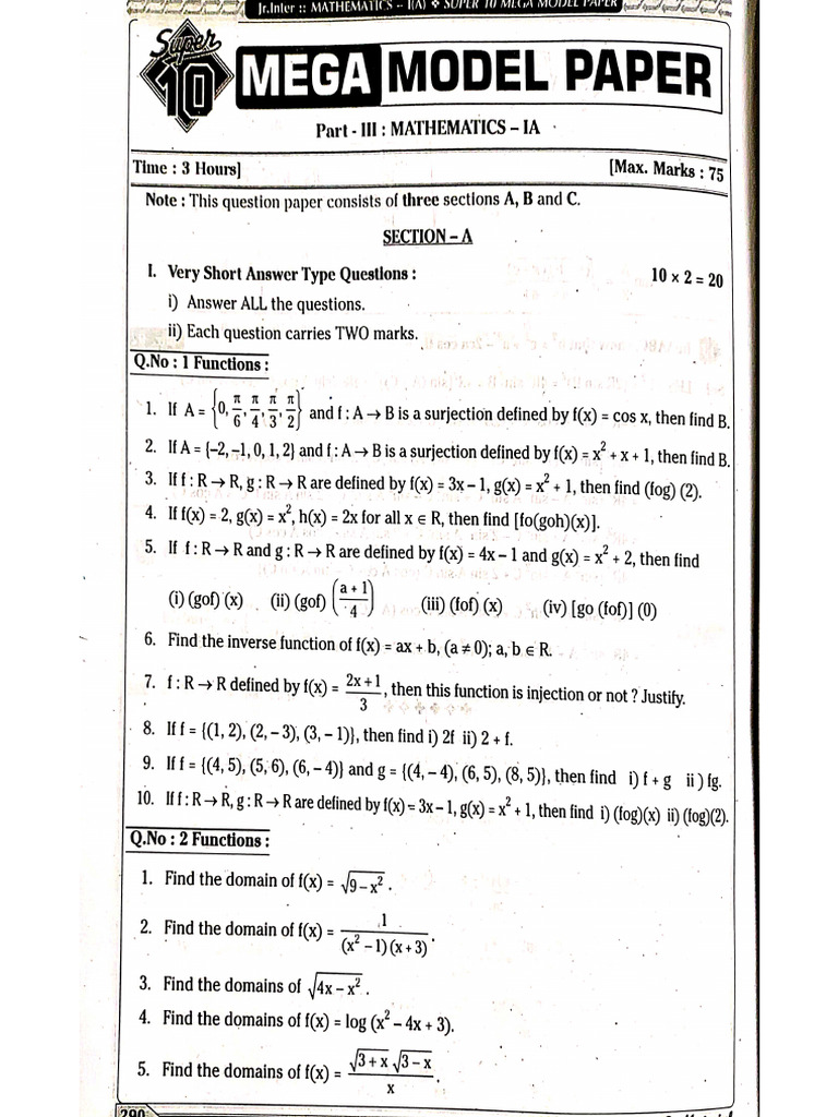 Maths 1a Super10 | PDF