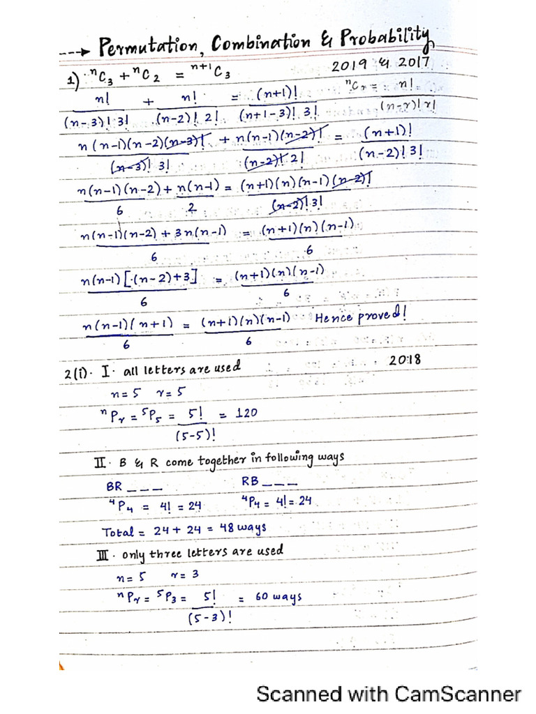 permutation, combination and probability | PDF