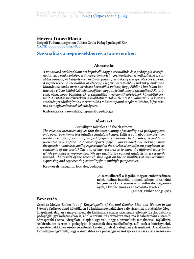 10+ +Hevesi+Tímea+Mária+ +Szexualitás+a+Népmesékben+És+a+Tanteremben | PDF