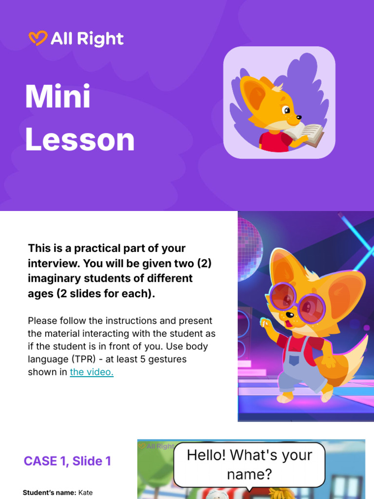 ESL Mini Lesson Plans for Kids | PDF