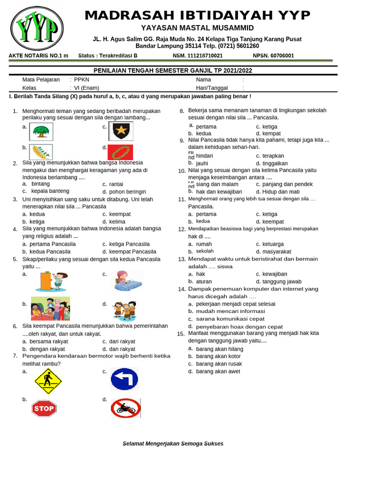 Soal PTS PPKN (2021-2022) | PDF