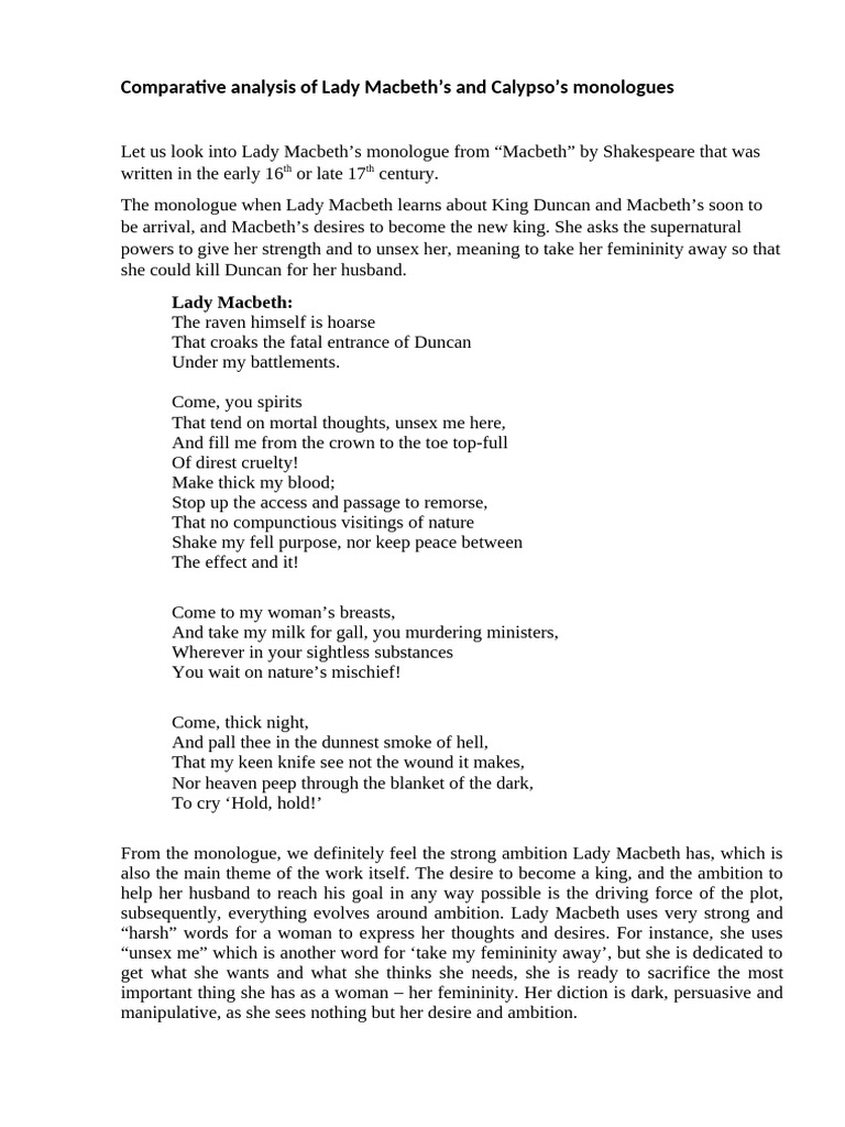 Comparative Analysis of Macbeth and Odyssey | PDF | Odyssey | Macbeth