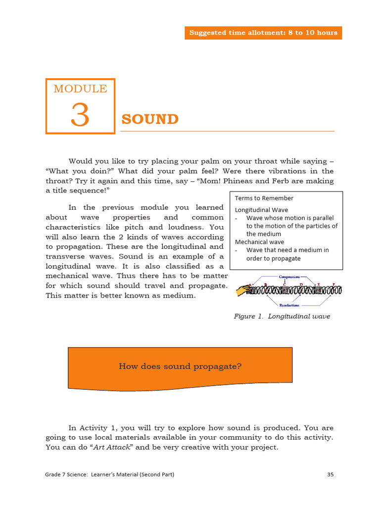 Grade 7 - Module 3 - Science | PDF | Sound | Waves
