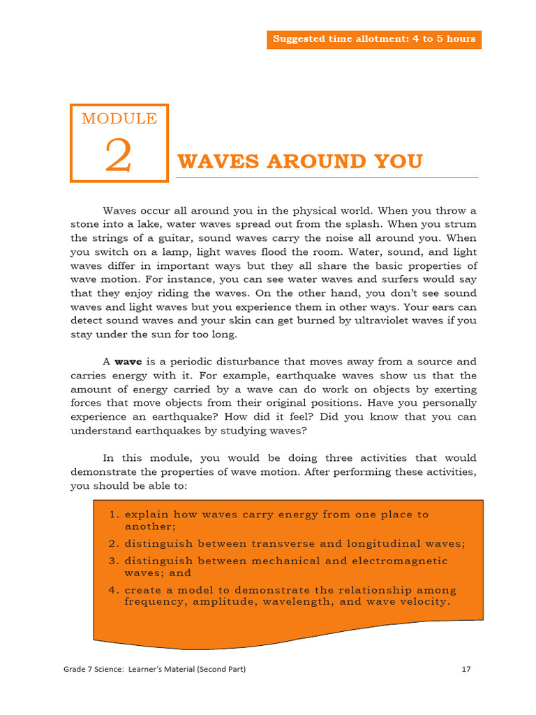 Grade 7 - Module 2 - Science | PDF | Waves | Electromagnetic Radiation