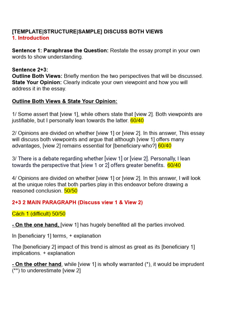 (Template - Structure - Sample) Discuss Both Views | PDF ...