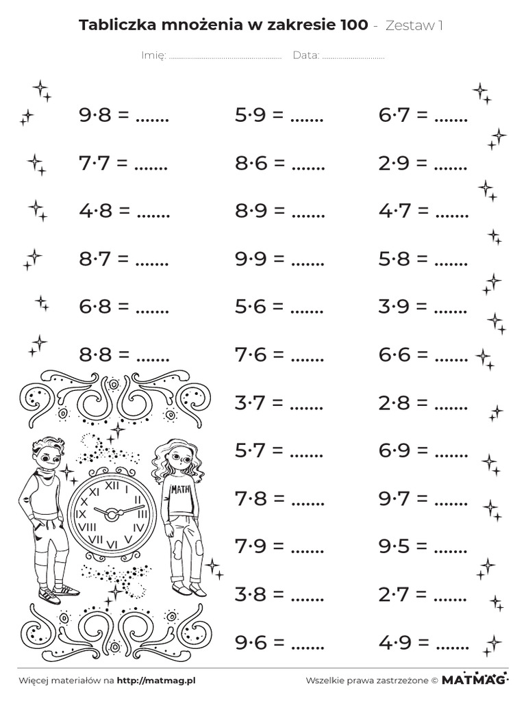 Tabliczka Mnozenia Do 100 Zestaw 1 | PDF