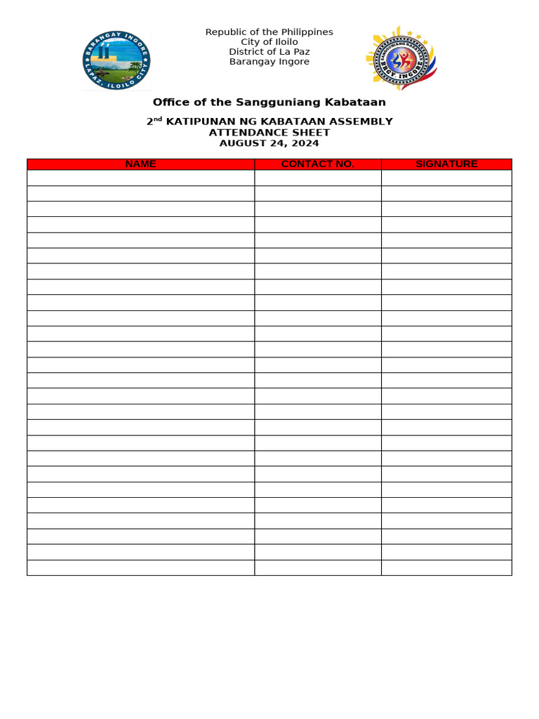 2nd KK ASSEMBLY ATTENDANCE | PDF