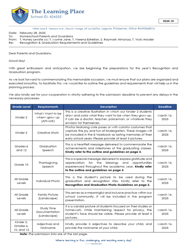 HS24-18-Recognition-Graduation-Requirements-and-Guidelines | PDF | Exposure (Photography) | Dress