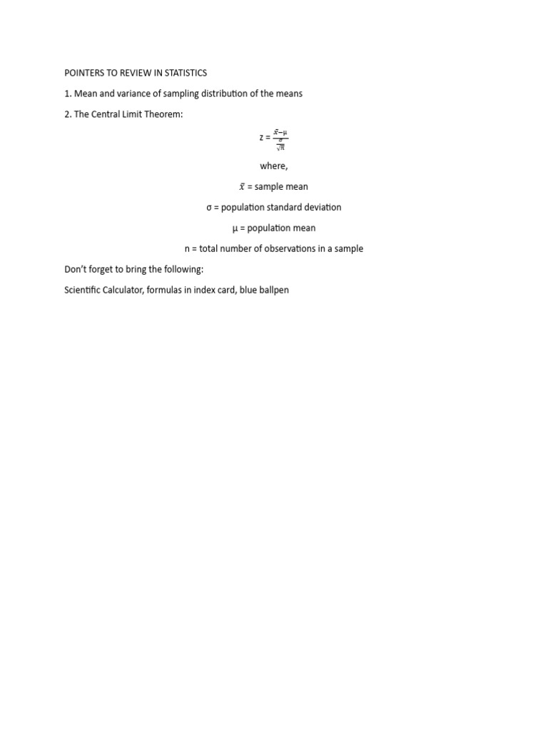 Pointers To Review in Statistics | PDF