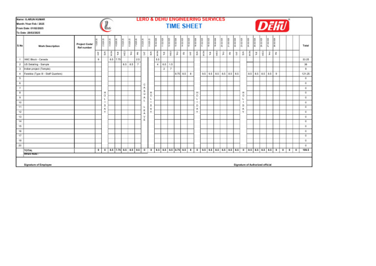 FEB Time Sheet - GAK (1) | PDF