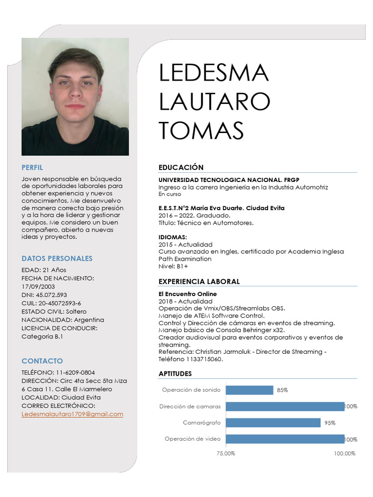 CV Ledesma Lautaro Tomas (1)) | PDF