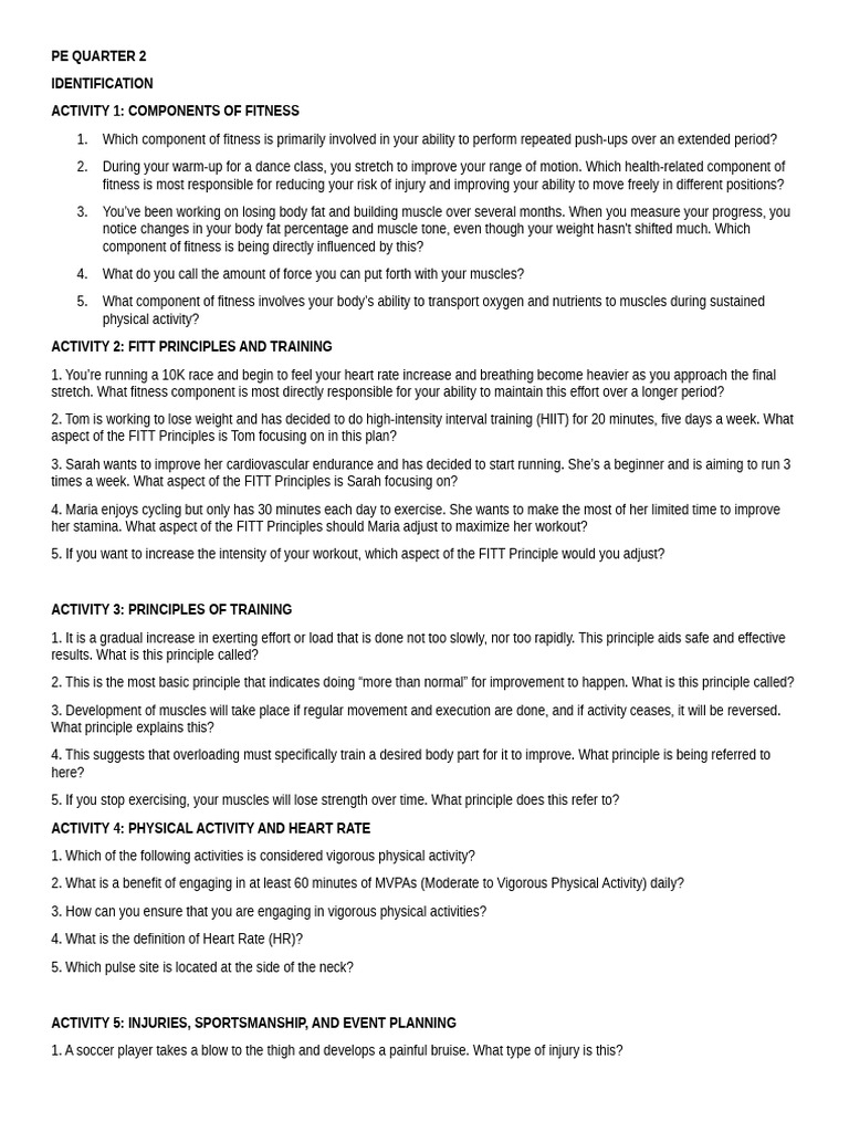 Pe q2 Completion | PDF | Physical Fitness | High Intensity Interval ...