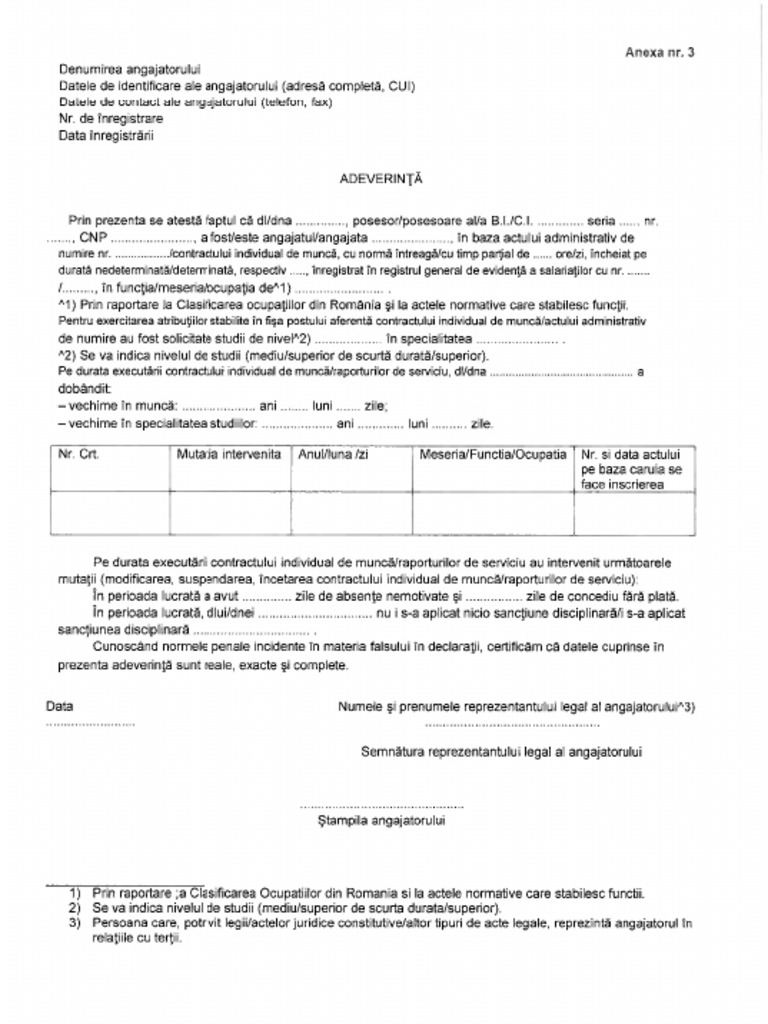 Model Adeverinta de Vechime | PDF