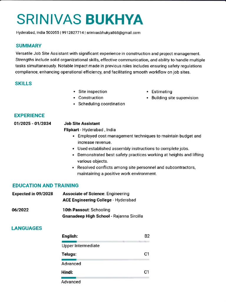 srinivas resume | PDF