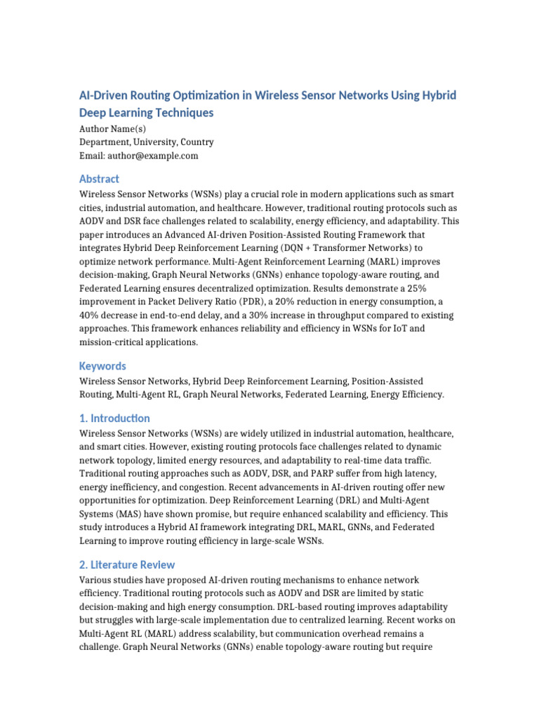IEEE Formatted Paper | PDF | Routing | Wireless Sensor Network