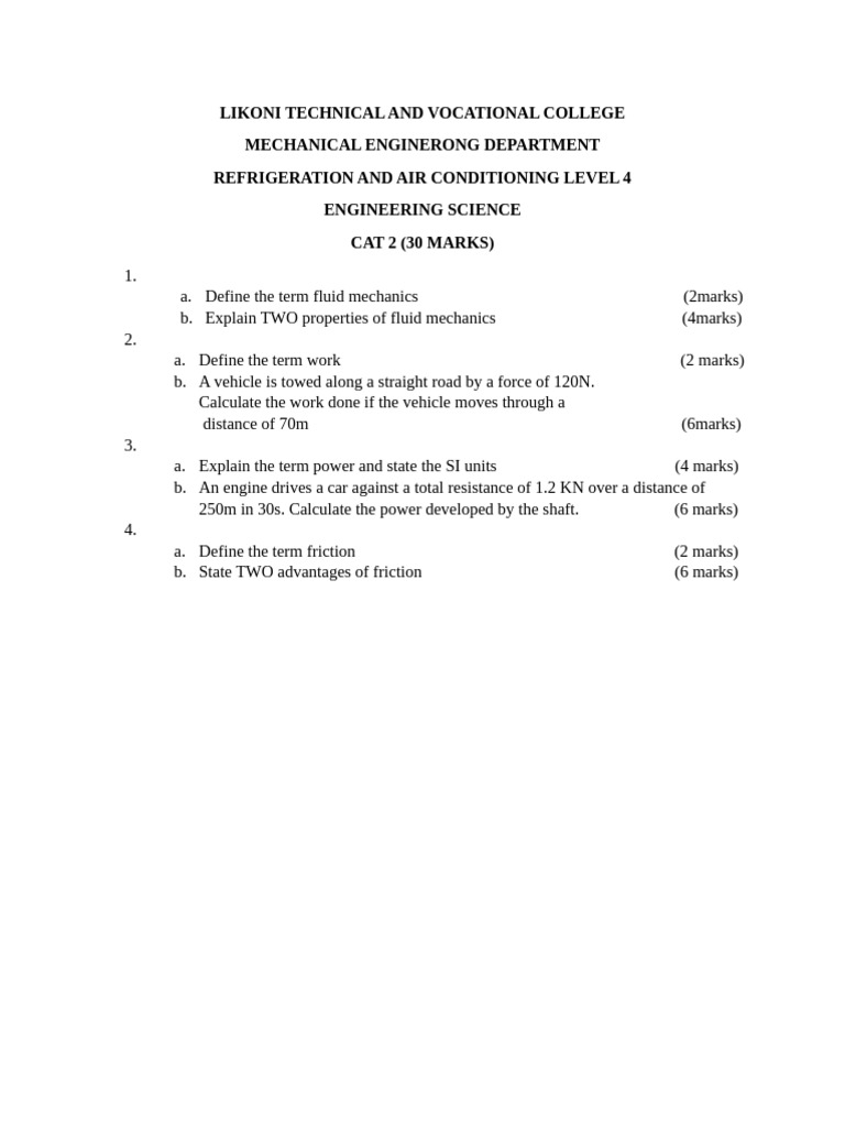 Engineering Science Cat 2 | PDF