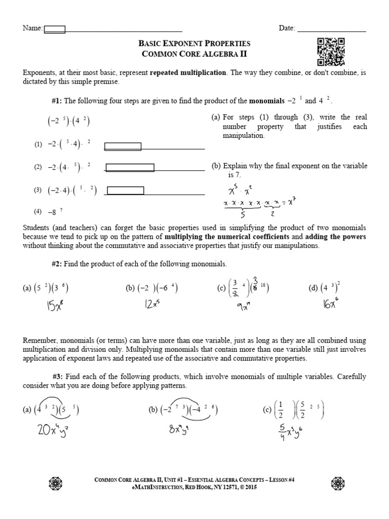 Basic Exponent Properties | PDF | Factorization | Algebra