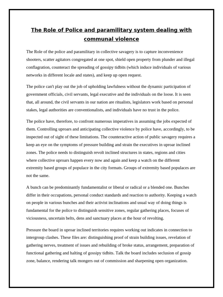 Police Role in Communal Violence Control | PDF | Police
