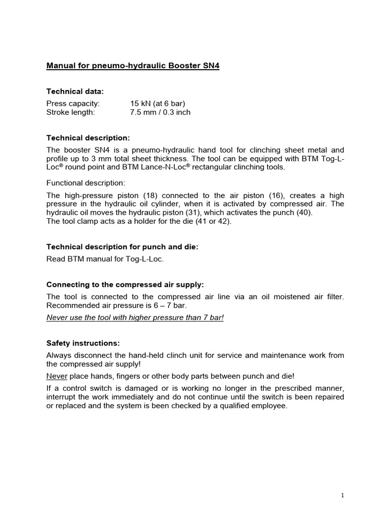 Clinchadora BTM - ULG SN 4 | PDF | Manufactured Goods | Equipment