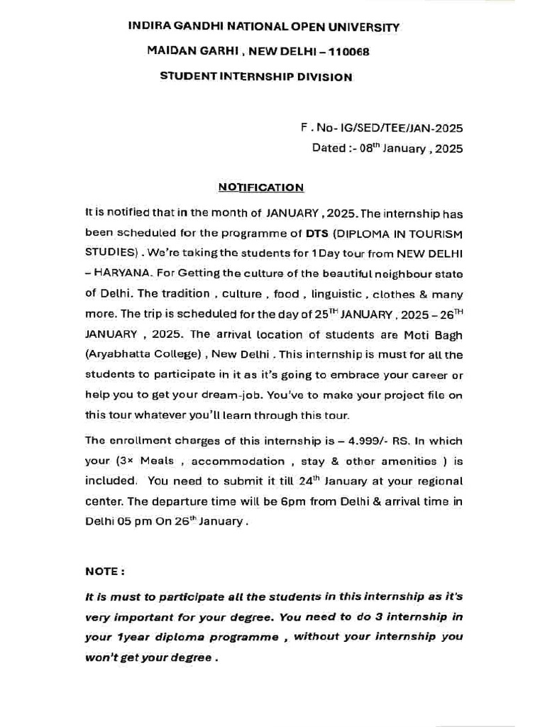 INTERNSHIP (IGNOU) | PDF