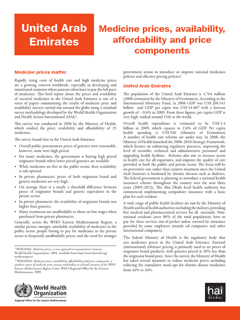 Medicine Prices and Access in UAE | PDF | Gross Domestic Product ...