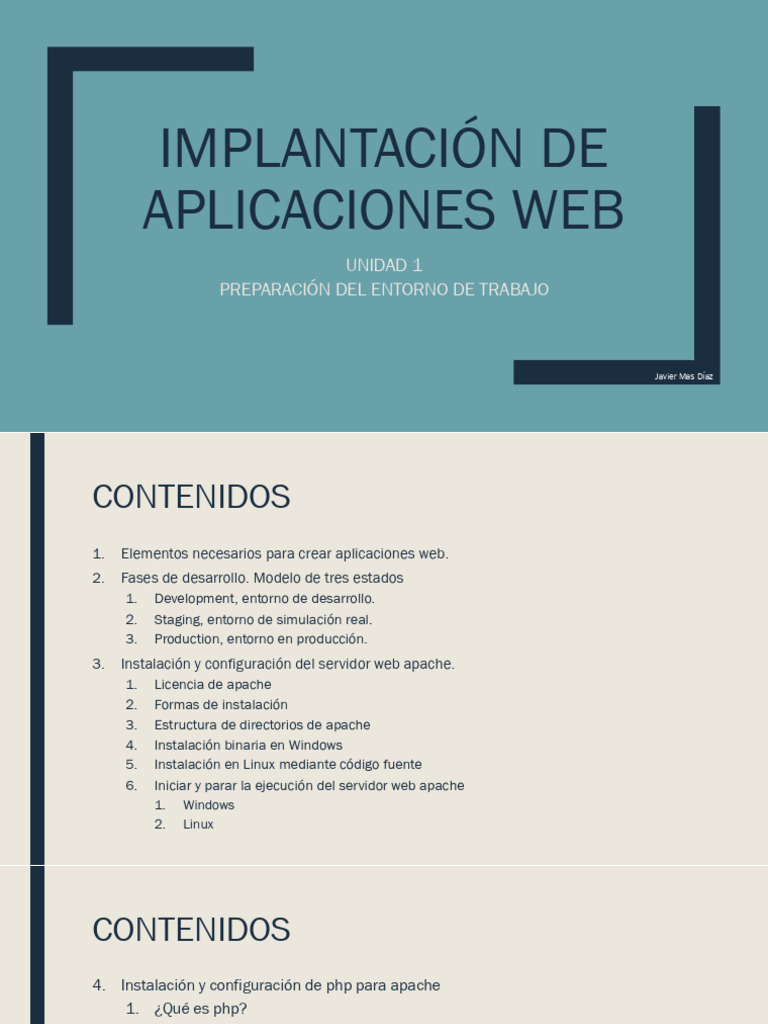 Teoría UD1 - Implantación de Aplicaciones Web | PDF | Mi sql | Servidor HTTP Apache