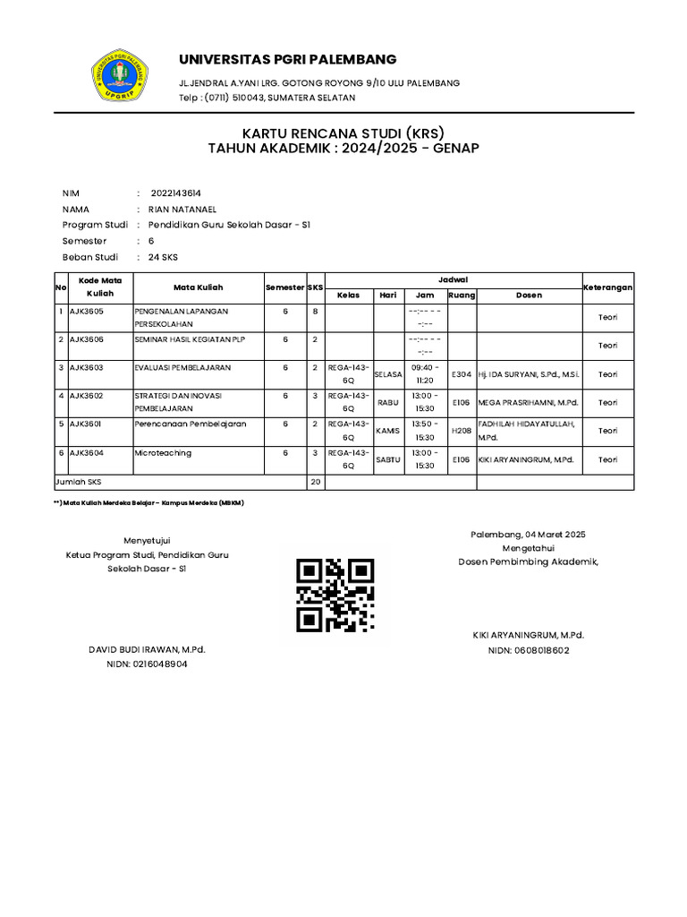 Sisfo Akademik UNIVERSITAS PGRI PALEMBANG | PDF