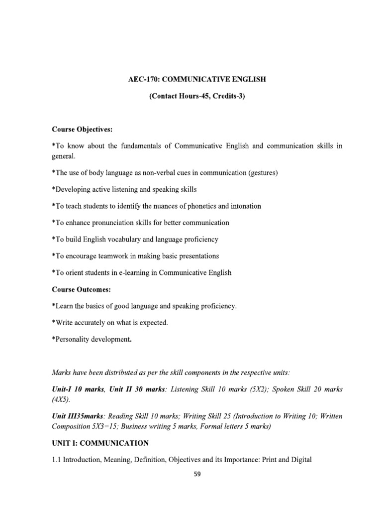 Aec 170 Communicative English Pdf