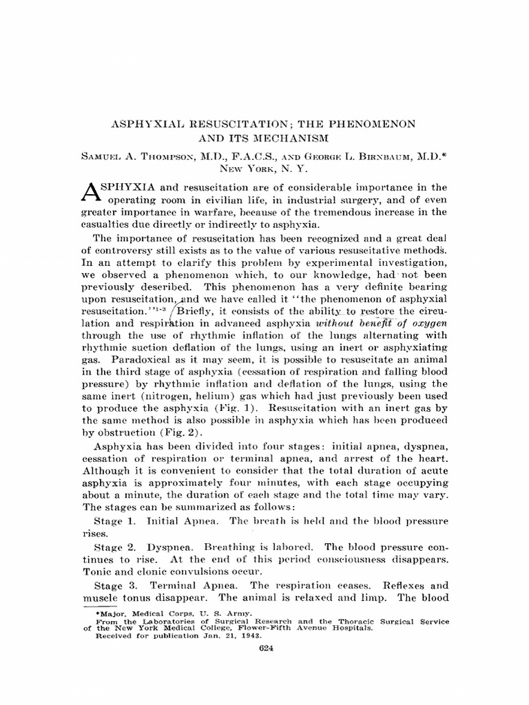 Asphyxial Resuscitation Techniques Explained | PDF | Physiology ...