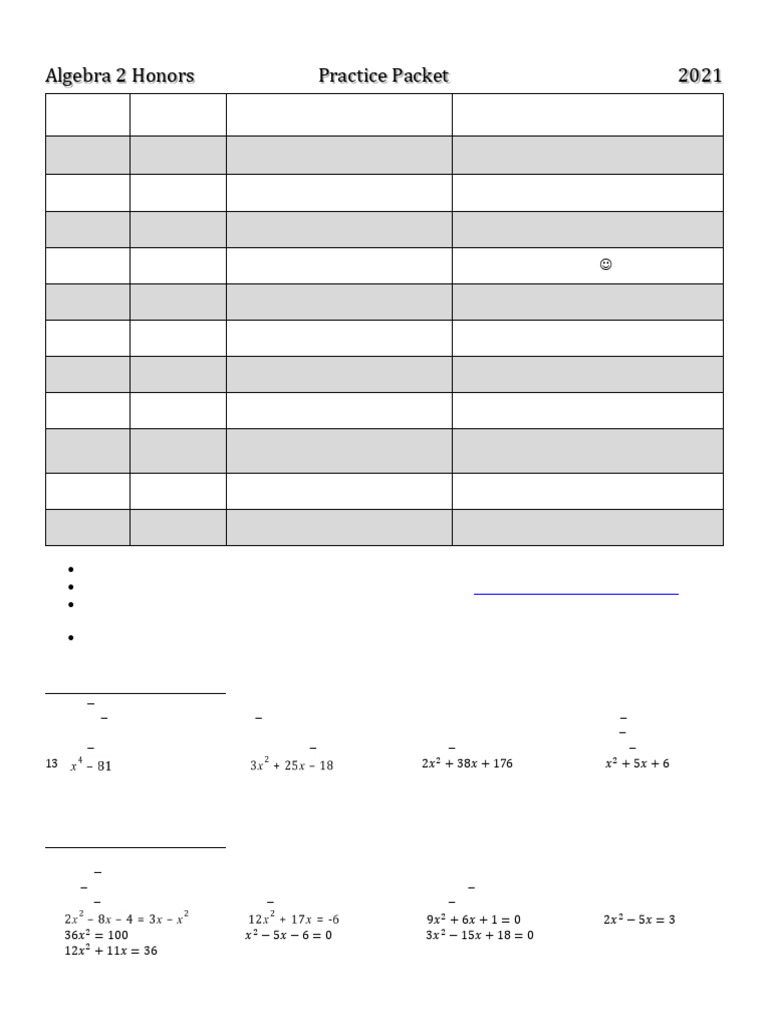 Quadratic Functions Practice Packet | PDF | Quadratic Equation ...