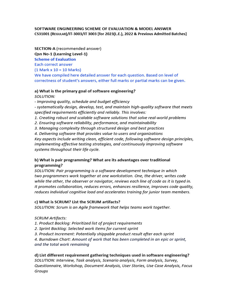 CS-31001 (Se) - CS End Nov 2024 | PDF | Scrum (Software Development) | Quality Management System