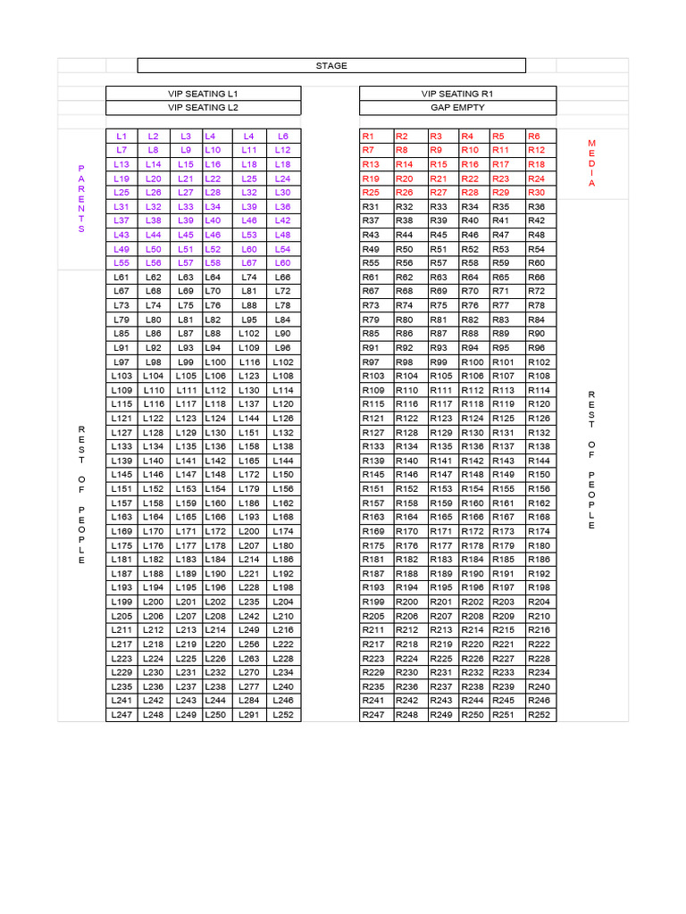 Seating Plan - Sheet1 | PDF