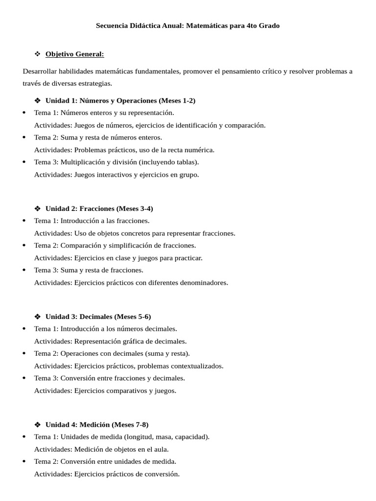 Secuencia Didactica 4to Grado Matemáticas | PDF | Geometría | Números