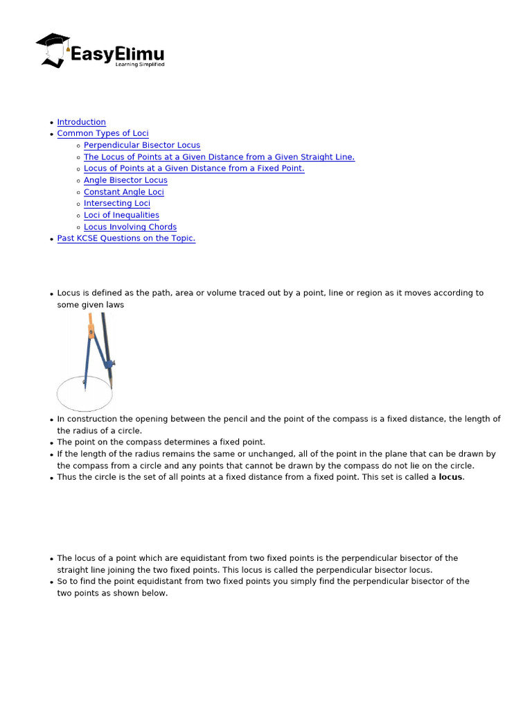 HsLoci - Mathematics Form 4 Notes-1385 | PDF | Perpendicular | Circle