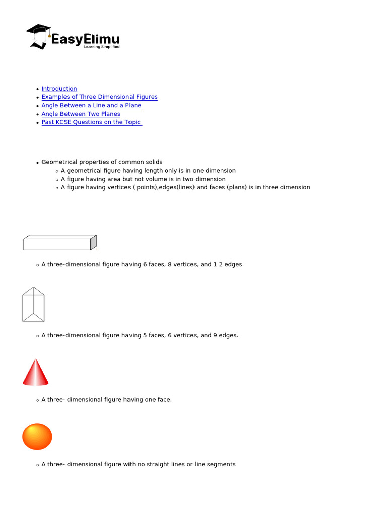 HsThree Dimensional Geometry - Mathematics Form 4 Notes-1341 | PDF ...