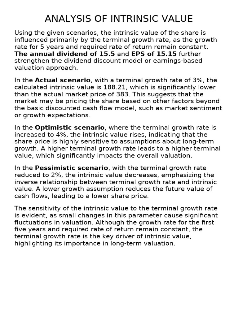 Intrinsic Value Sensitivity Analysis | PDF