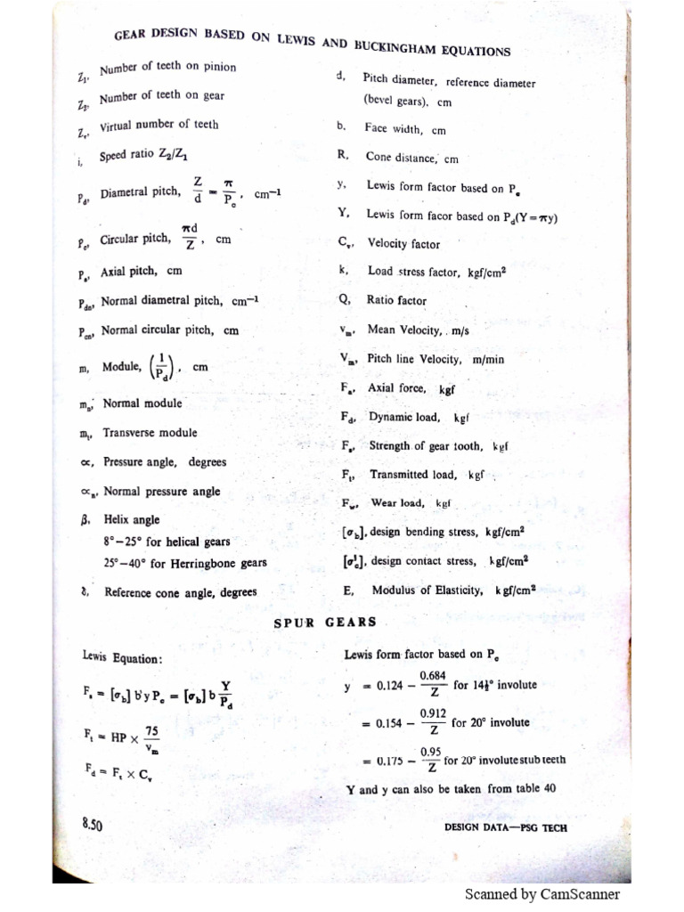 Gear Design_ lewis and buckingham method_ data sheet | PDF