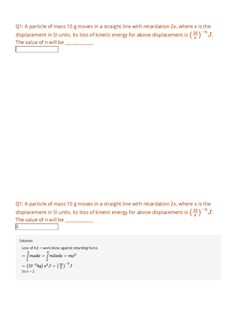 Work, Energy and Power - JEE Mains PYQ 2023 Session 2 | PDF | Force ...