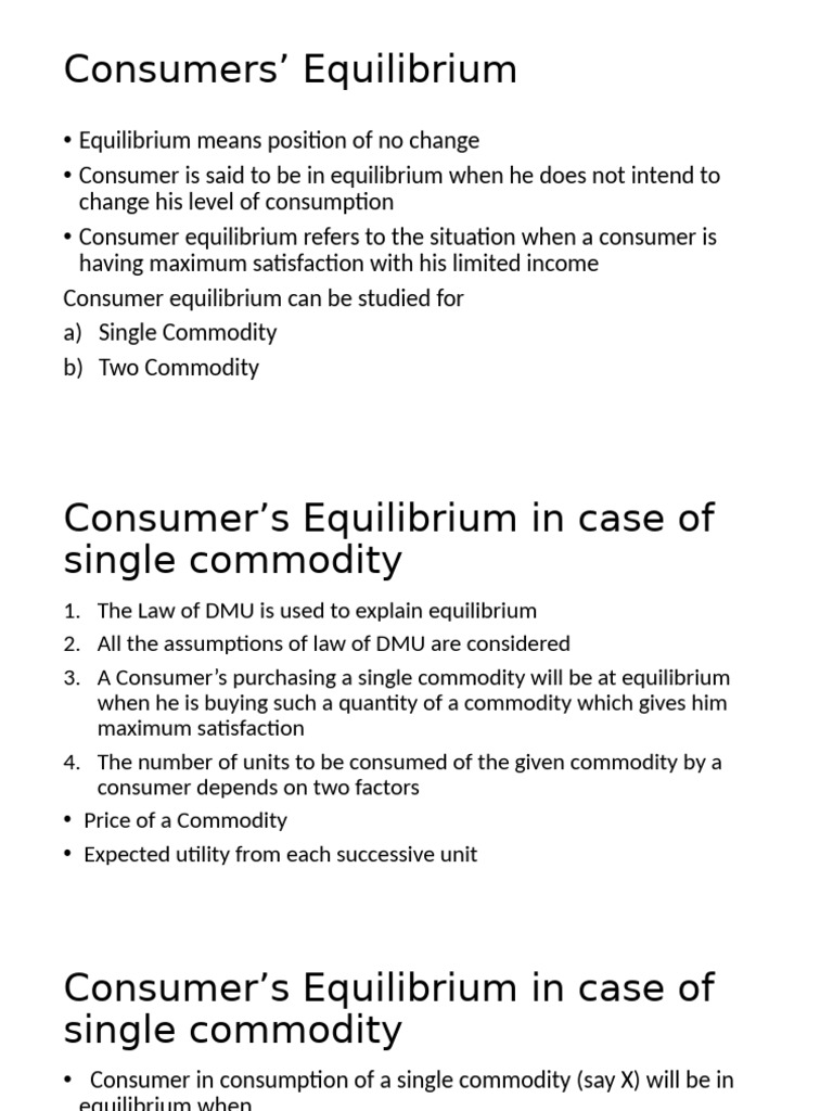 Consumer's Equilibrium | PDF