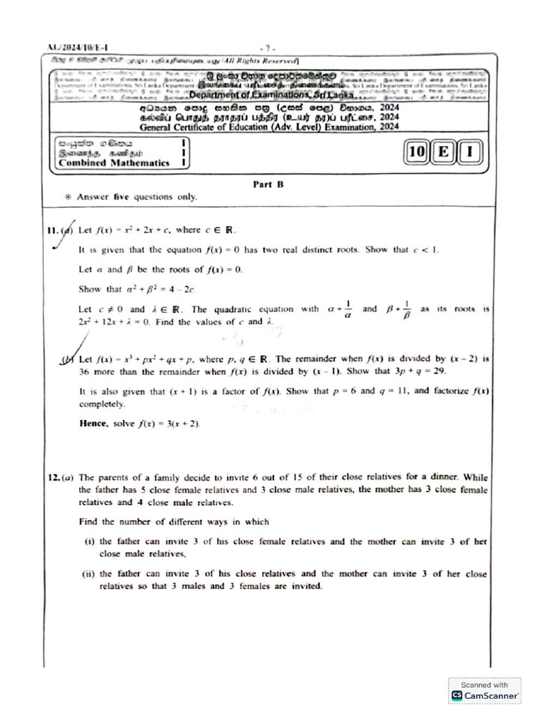 Pure Maths 2024 Eng | PDF