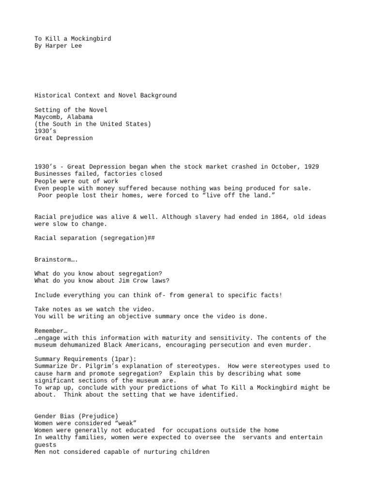 Copy of TKAM Intro Powerpoint - Cavallaro 2023 | PDF | To Kill A ...