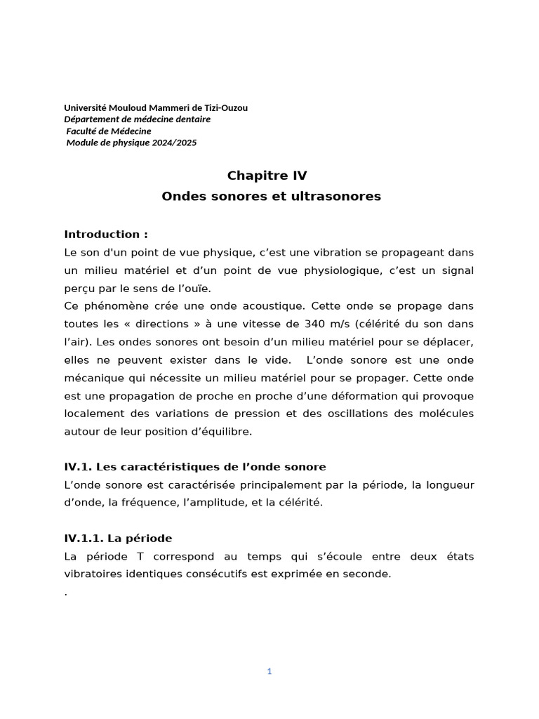 Ondes sonores : caractéristiques et propriétés | PDF | Son | Vagues