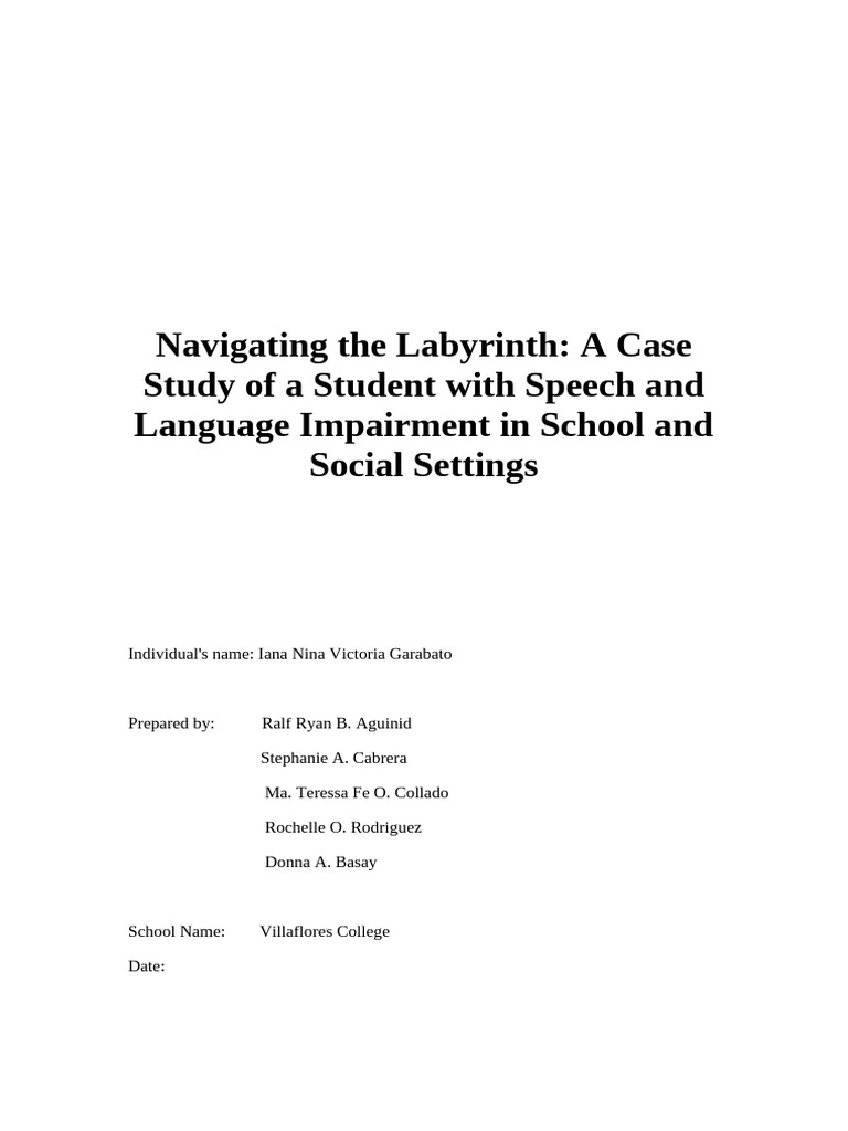 case study final | PDF | Disability | Learning Disability