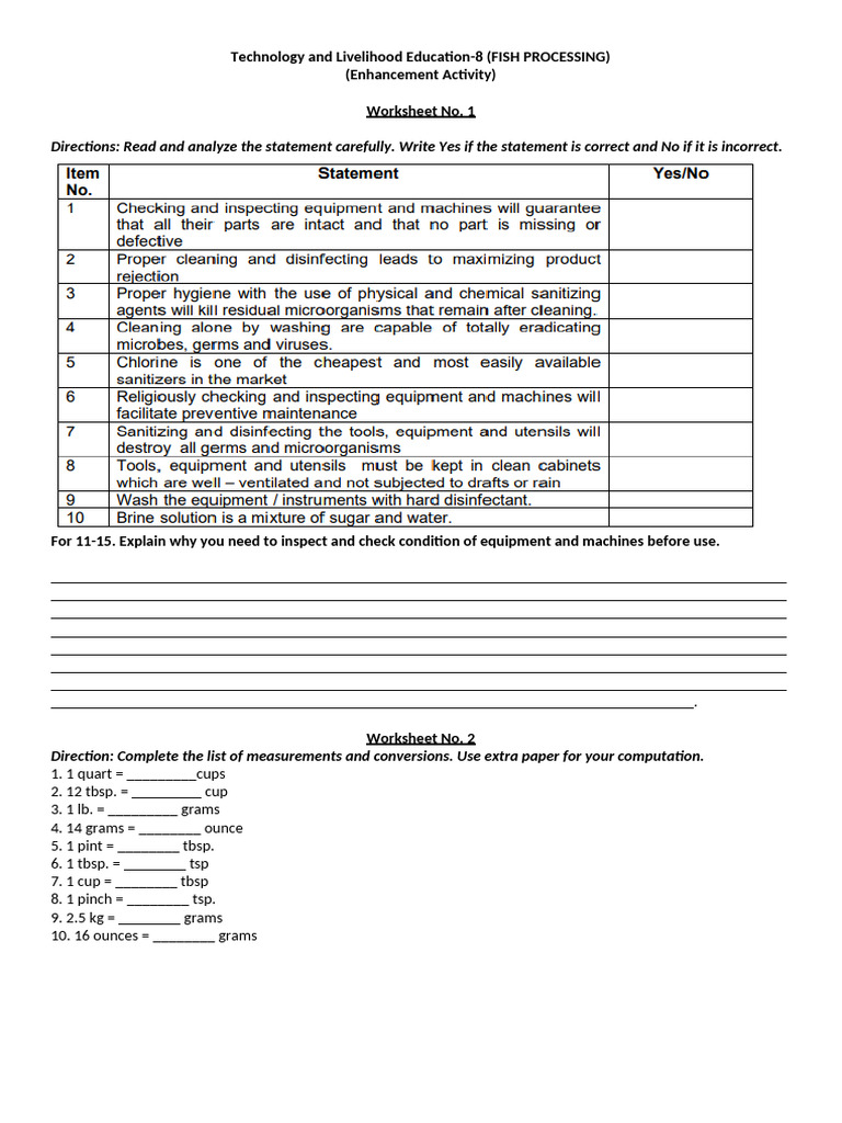 Enhancement Activity | PDF | Pickling | Foods
