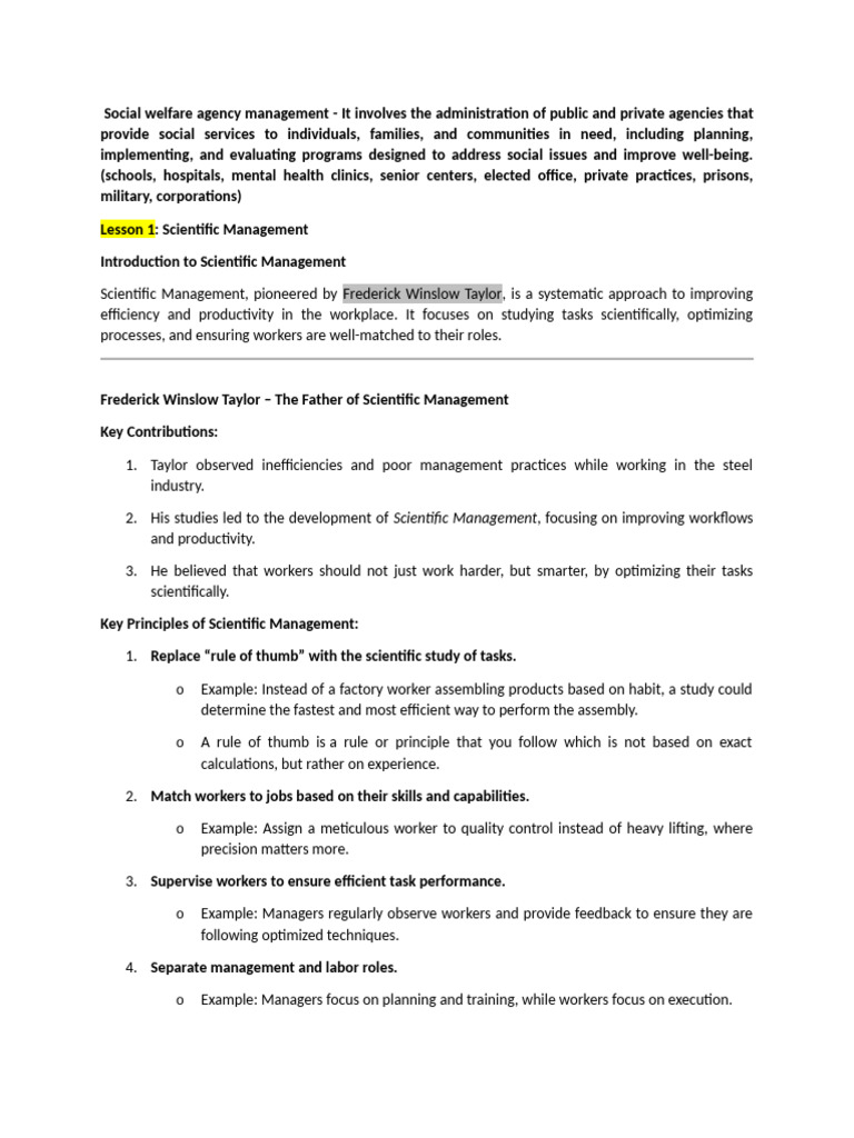 Prelim Handout - Welfare Angency Management | PDF | Business