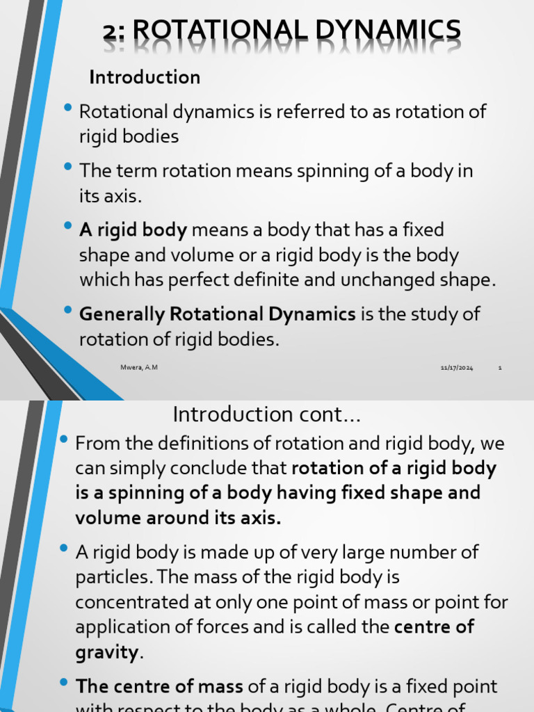 3. Lecture 2-Rotational Dynamics | PDF | Rotation Around A Fixed Axis | Torque